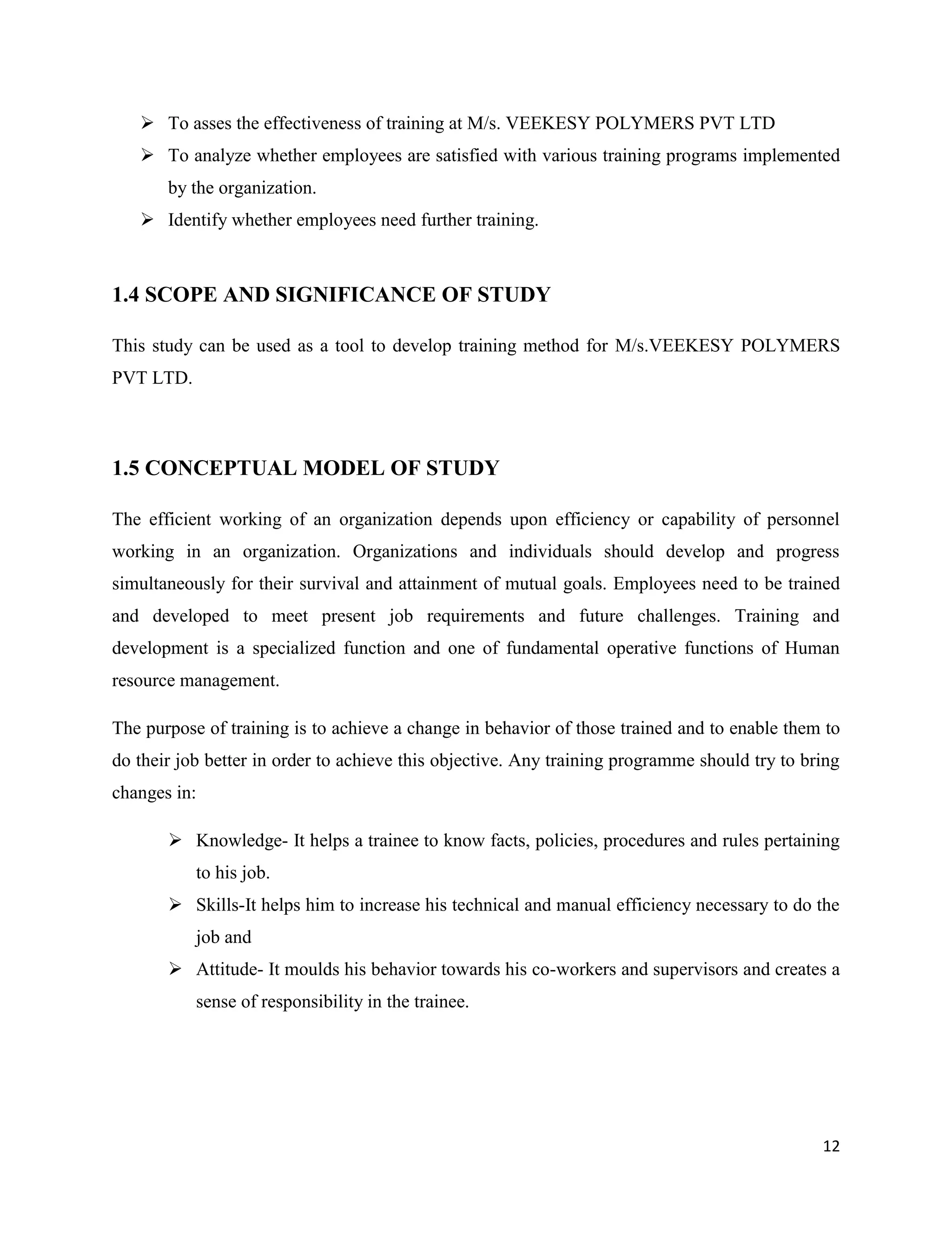 MBA HR PROJECT REPORT ON TRAINING AND DEVELOPMENT | PDF
