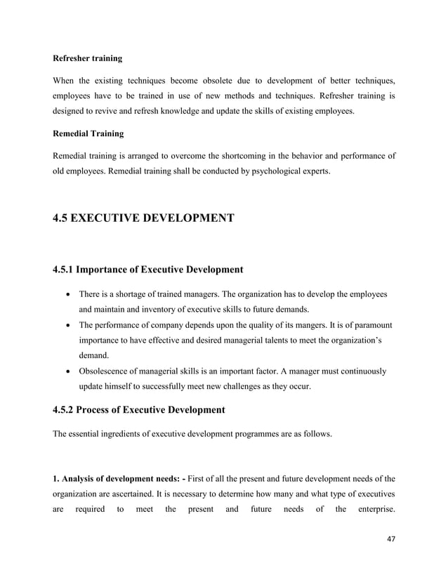 MBA HR PROJECT REPORT ON TRAINING AND DEVELOPMENT | PDF