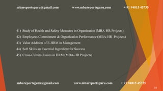 MBA HR PROJECT TOPICS LIST pptx | PPTX