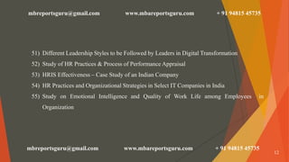 MBA HR PROJECT TOPICS LIST pptx | PPTX