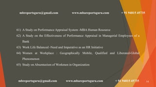 MBA HR PROJECT TOPICS LIST pptx | PPTX