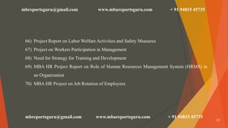 MBA HR PROJECT TOPICS LIST pptx | PPTX