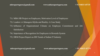 MBA HR PROJECT TOPICS LIST pptx | PPTX