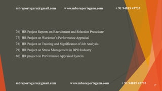 MBA HR PROJECT TOPICS LIST pptx | PPTX