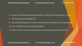 MBA HR PROJECT TOPICS LIST pptx | PPTX