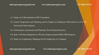 MBA HR PROJECT TOPICS LIST pptx | PPTX