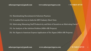 MBA HR PROJECT TOPICS LIST pptx | PPTX