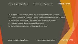 MBA HR PROJECT TOPICS LIST pptx | PPTX