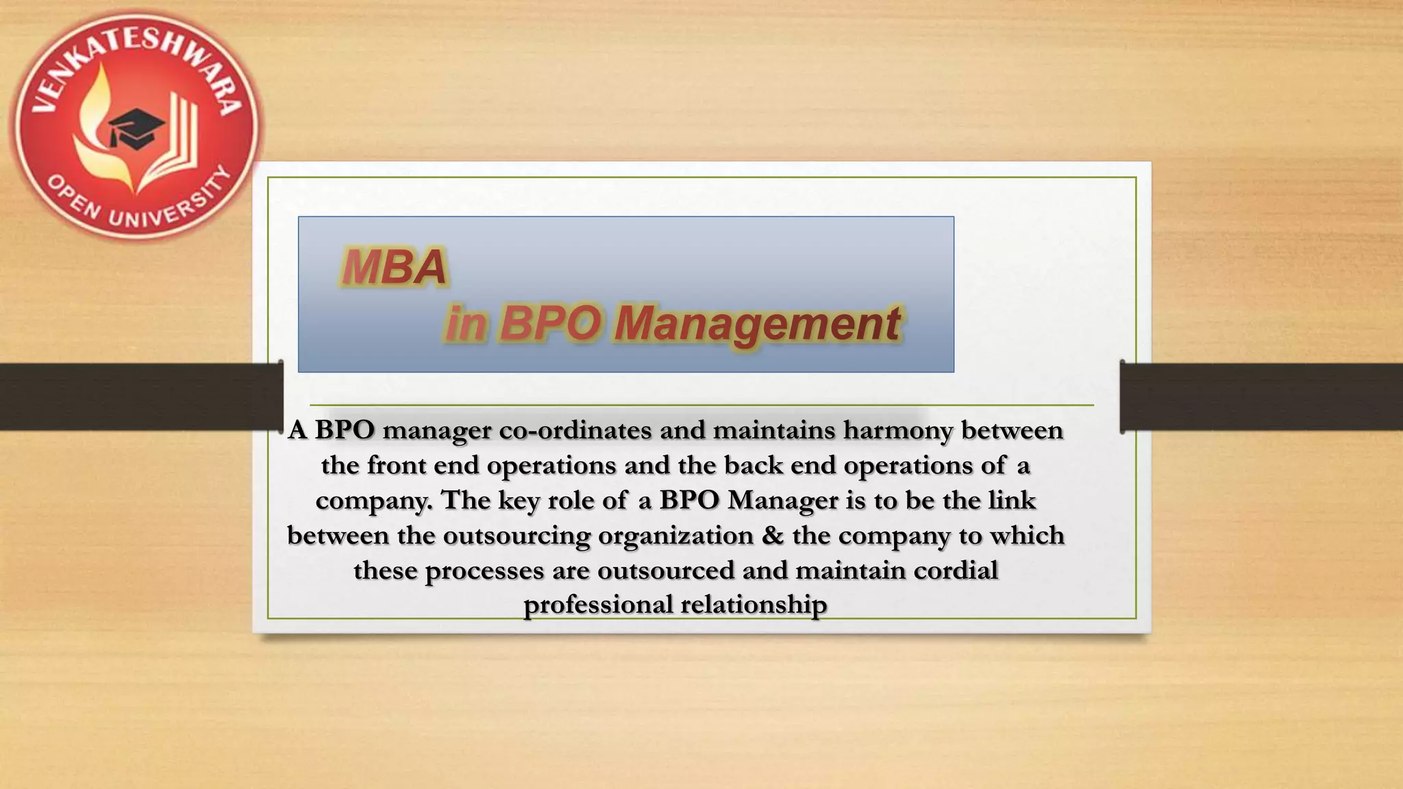 Mba in bpo management | PPT