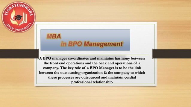 Mba in bpo management | PPT