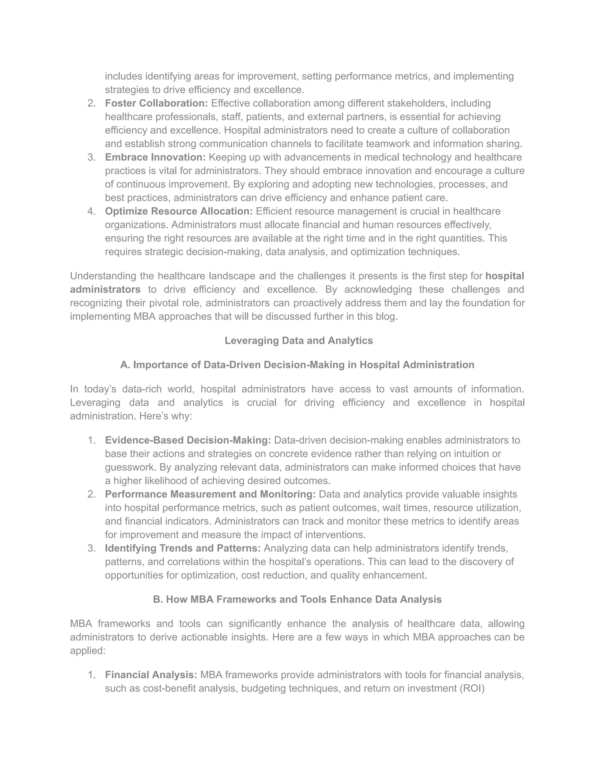 MBA In Hospital Administration | PDF