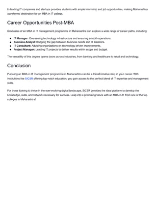 Pursue Excellence With An MBA In IT Management In Maharashtra | PDF