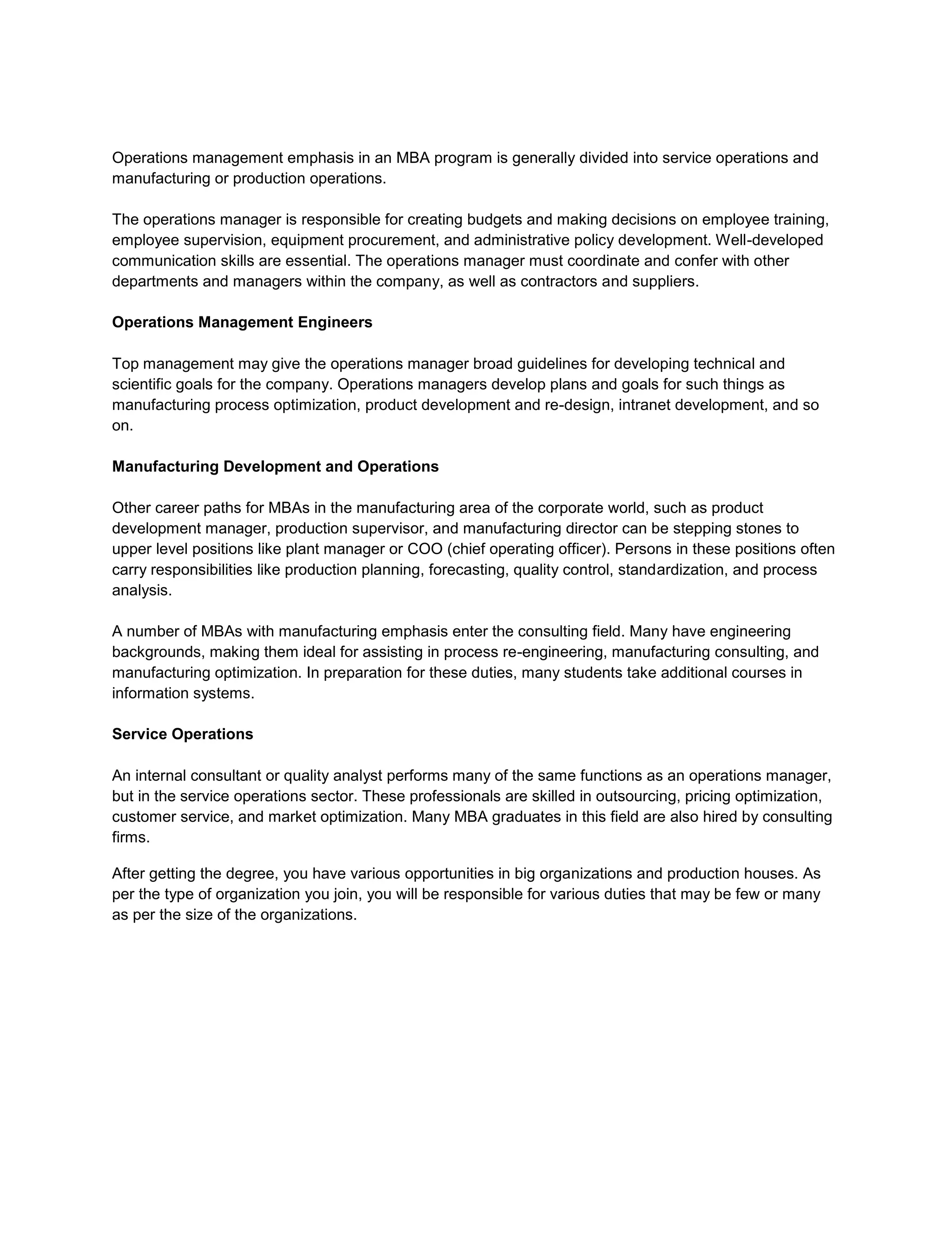 Mba in operation management | DOCX
