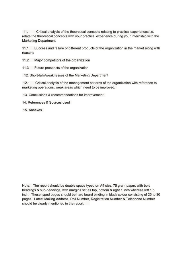 Mba internship formats | PDF