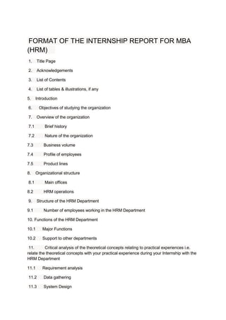 Mba internship formats | DOCX