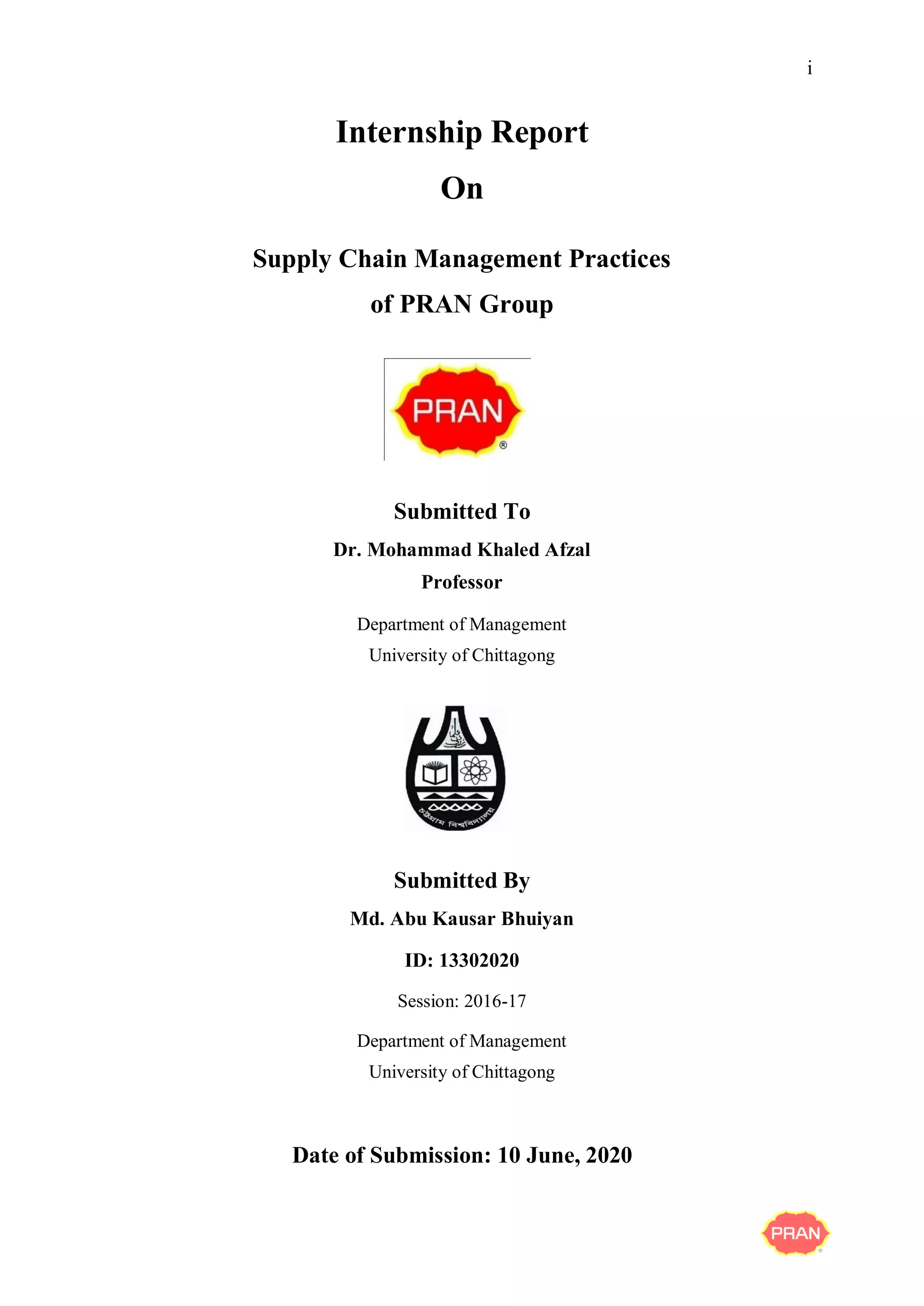 Supply Chain Management practice On PRAN Group | PDF