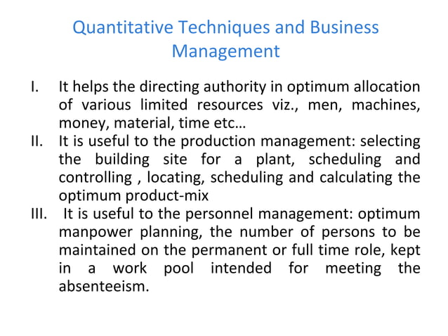 Mba i qt unit-1_basic quantitative techniques | PPT | Business | Business and Finance