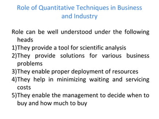 Quantitative Techniques In Business