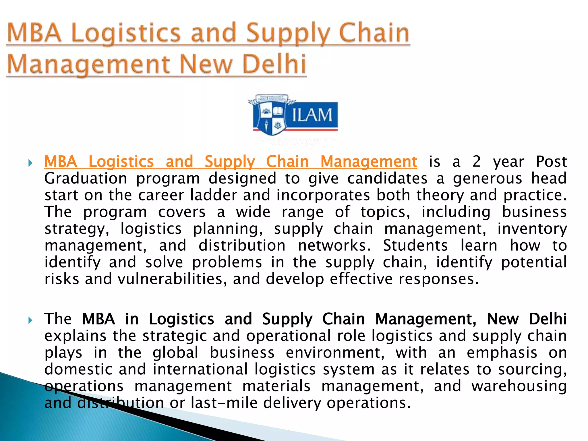 MBA Logistics and supply chain management New Delhi.pptx