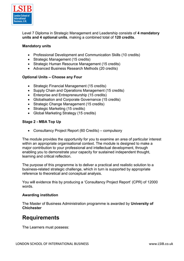 MBA (Master of Business Administration) | PDF