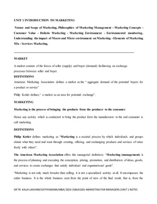 Mba mktg unit 1 | DOCX