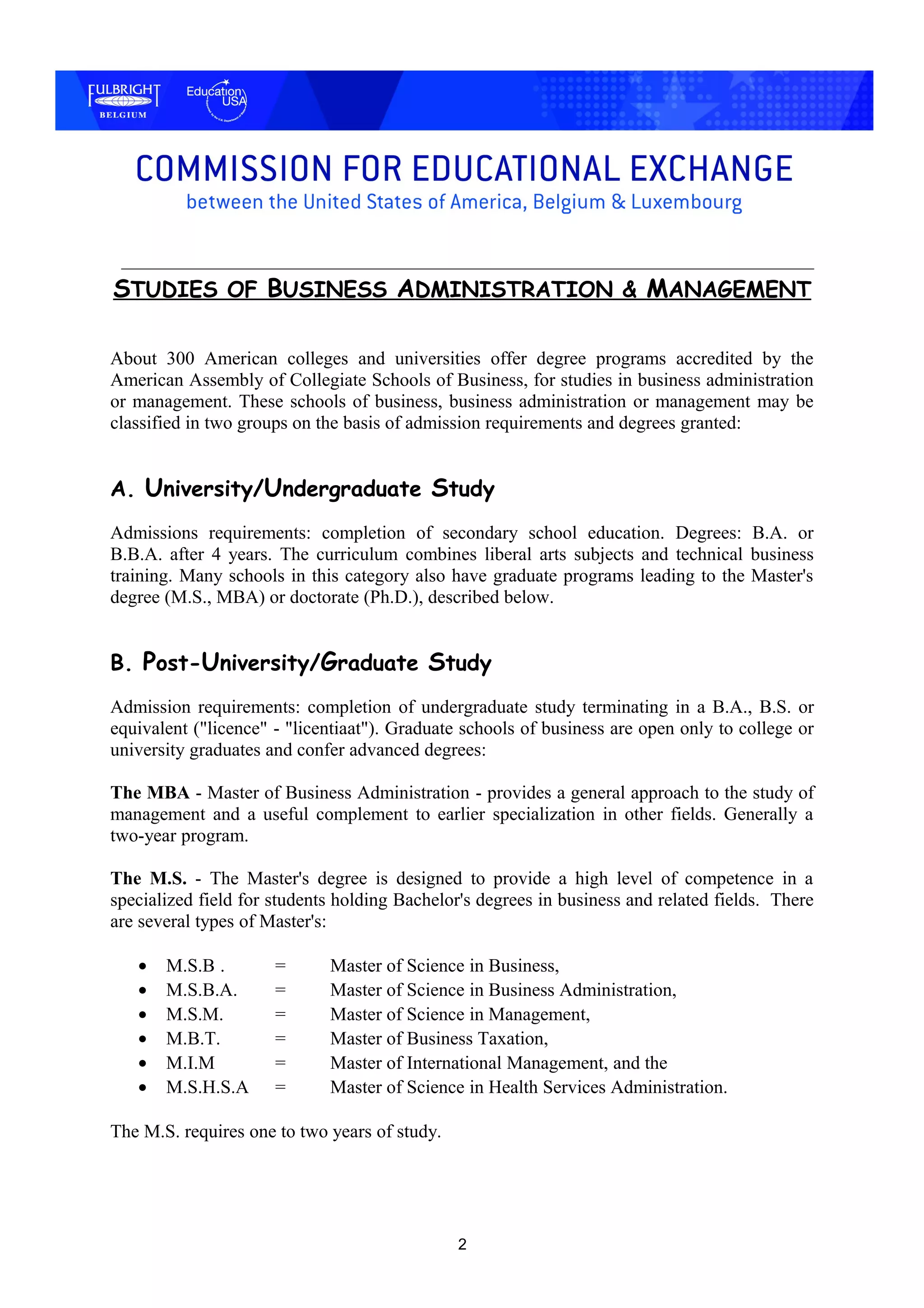 Guide to MBA Studies in the US | PDF