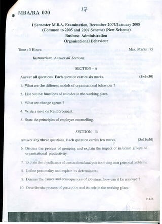 Mysore university question bank OB | PDF