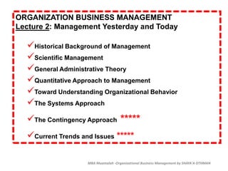 Management - Yesterday and Today : Lecture 2 | PPSX