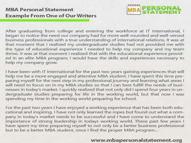 Mba personal statementMBA Personal Statement | PPTX