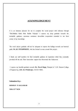 Project Report on mukh badhir vidyalya | DOCX