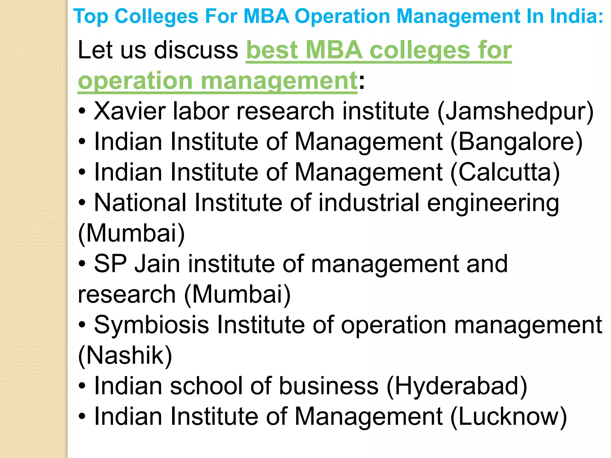 MBA In Operations Management | PPTX