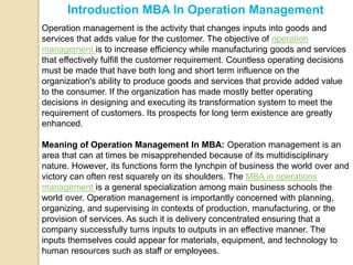 MBA In Operations Management | PPTX