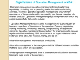 MBA In Operations Management | PPTX