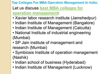 MBA In Operations Management | PPTX
