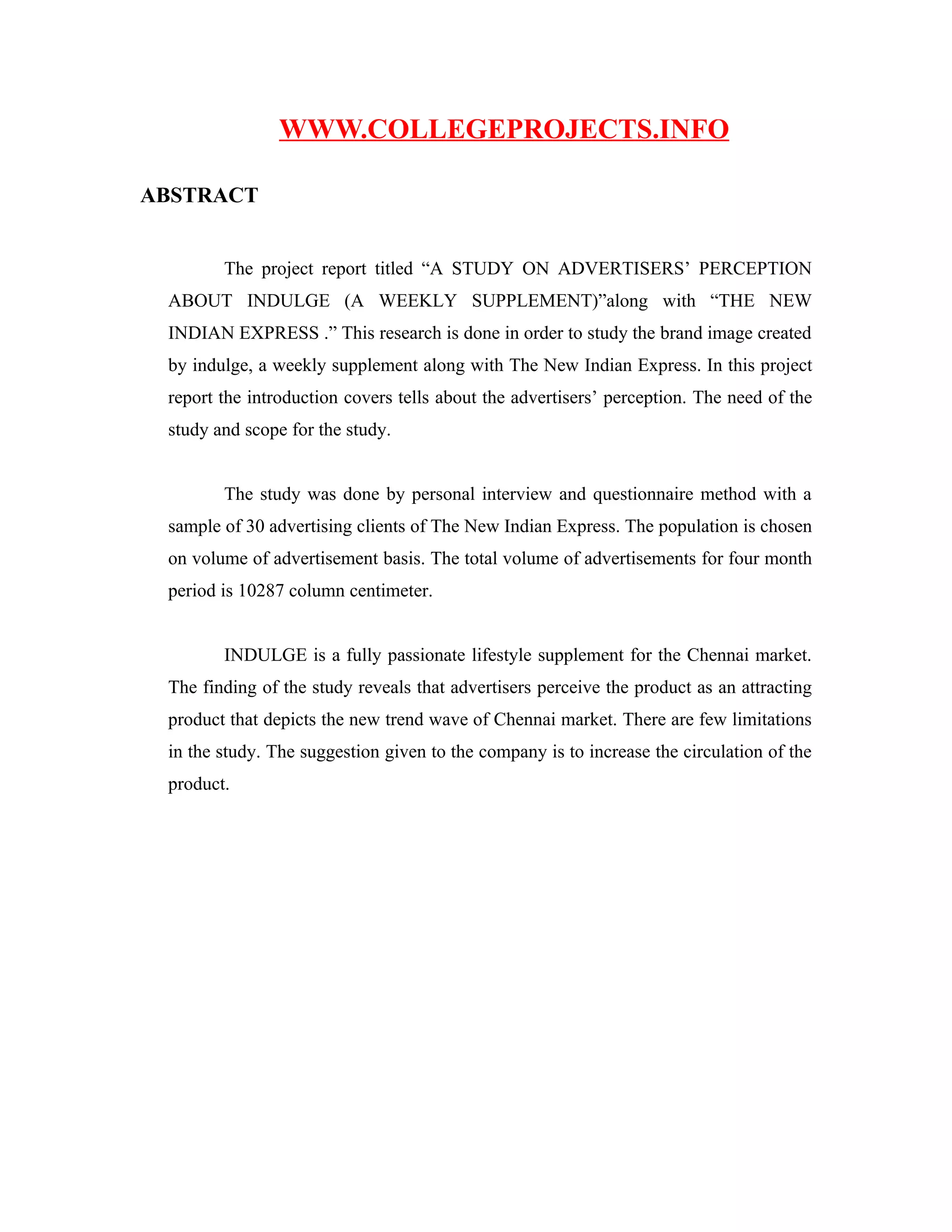 Mba project on advertising | DOC