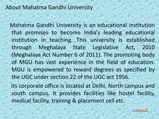 Mba project report of mahatma gandhi university | PPT