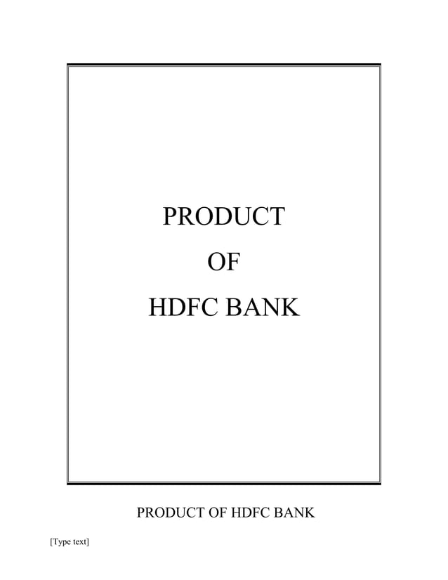 Mba project report_on_hdfc_bank (Final Year Project) | DOC