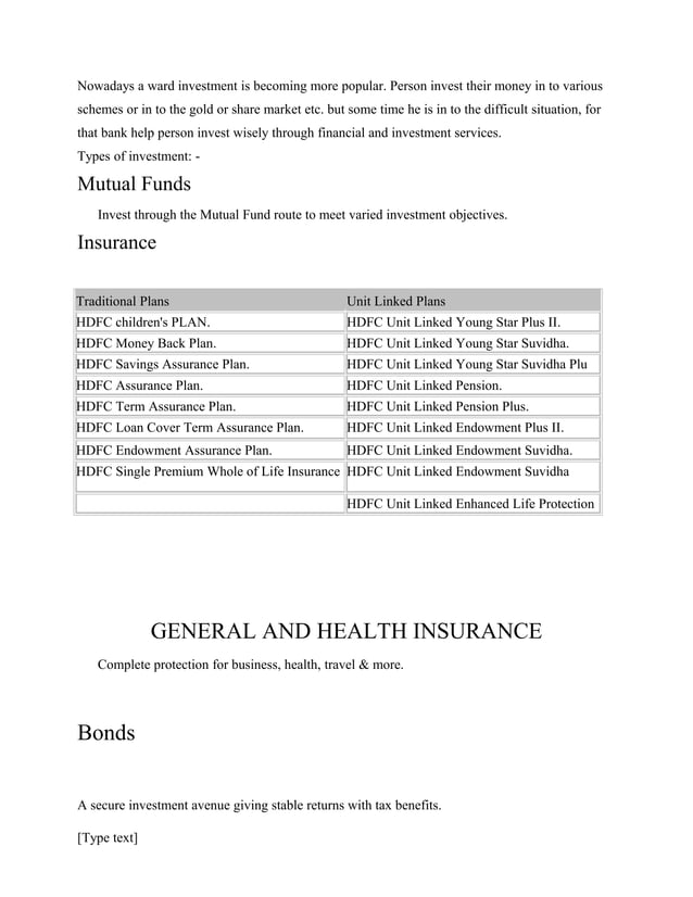 Mba project report_on_hdfc_bank (Final Year Project) | DOC