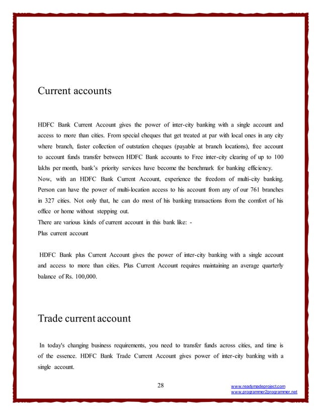 Mba_project_report_on_hdfc_bank.doc | Business Banking & Finance | Business