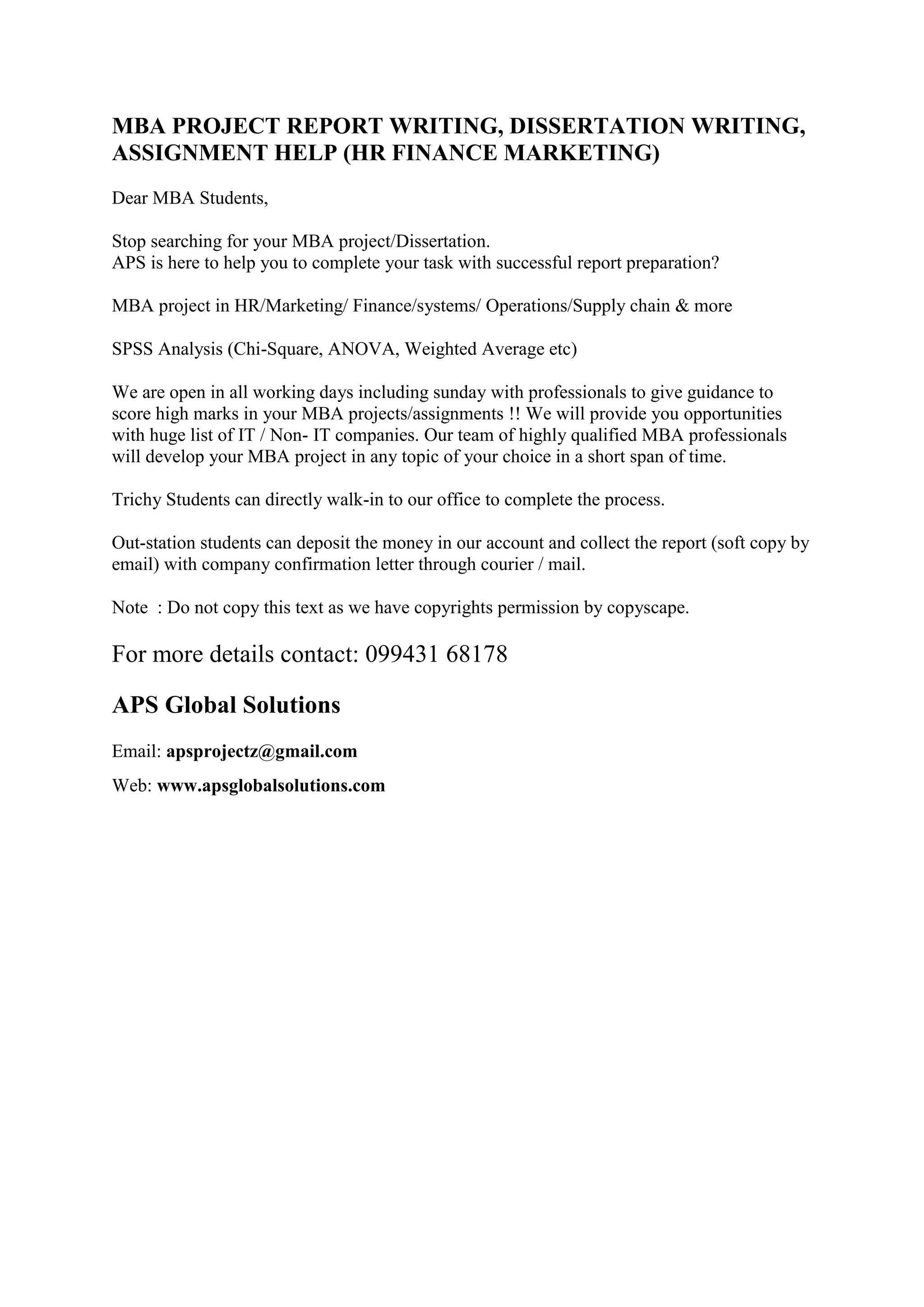 MBA Project report writing, Dissertation writing, Assignment help (HR Finance Marketing) | DOCX ...