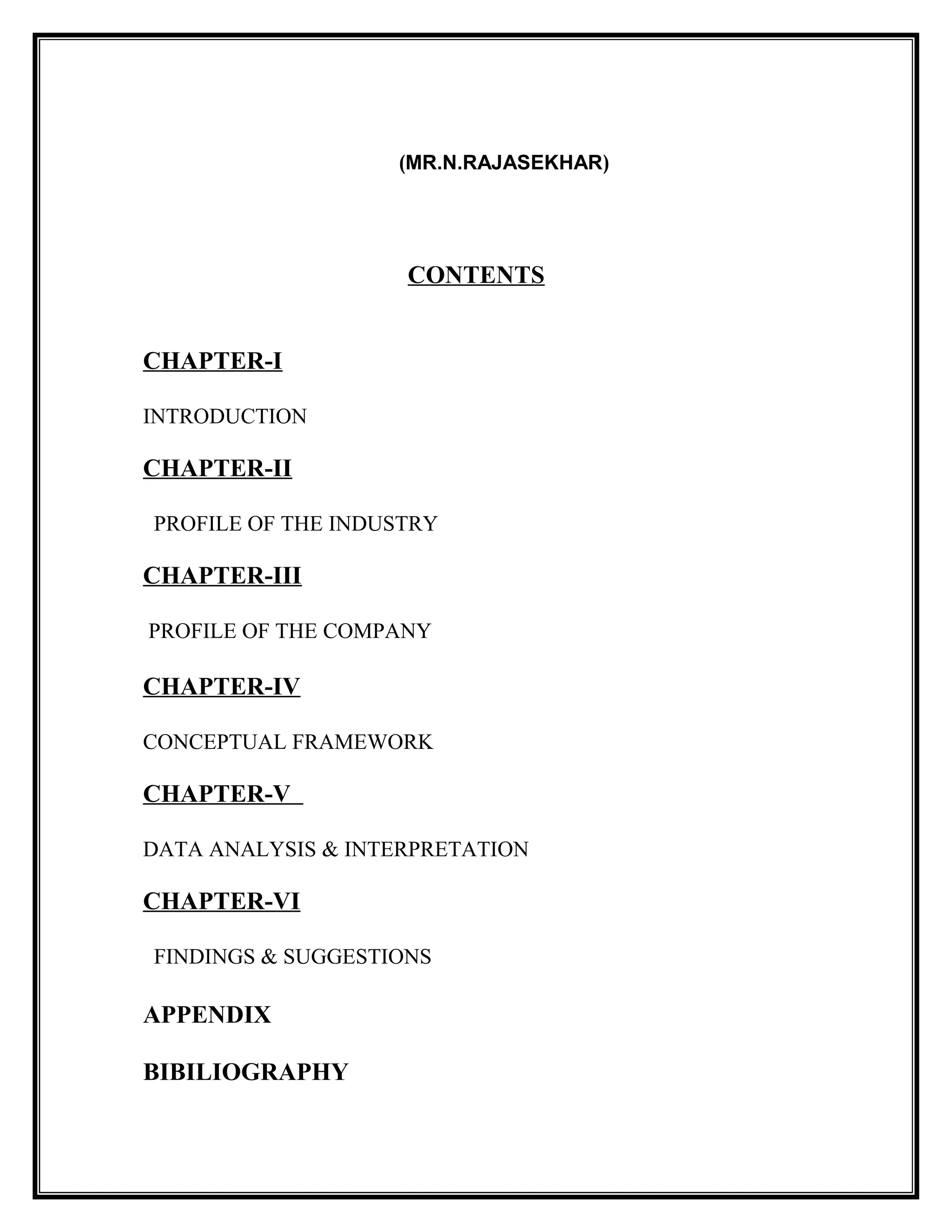 Mba project title pages karunaker | DOC