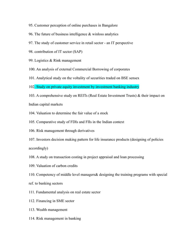 Mba project titles | PDF