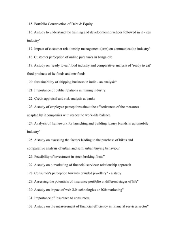 Mba project titles | PDF