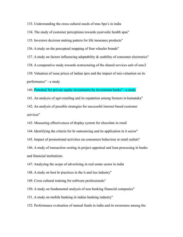 Mba project titles | PDF