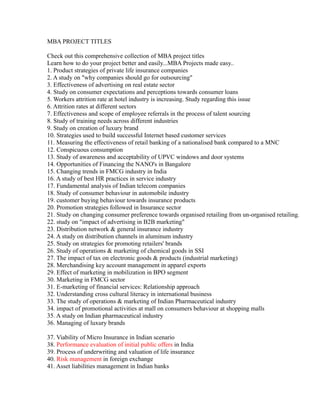 Mba project titles | PDF