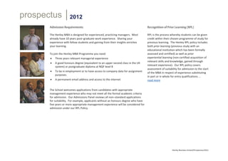 Mba prospectus 2012 | PPT