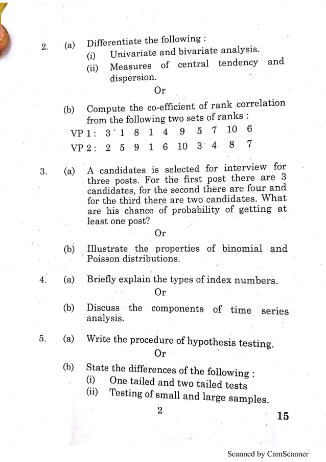 Bharathiar University - MBA Question Paper - Quantitative Methods for ...