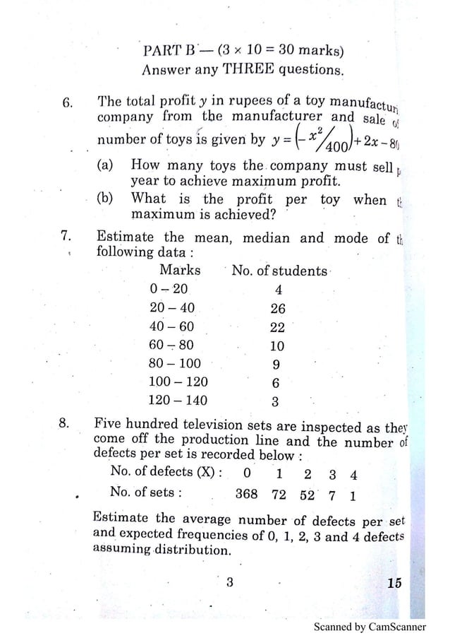 Bharathiar University - MBA Question Paper - Quantitative Methods for ...