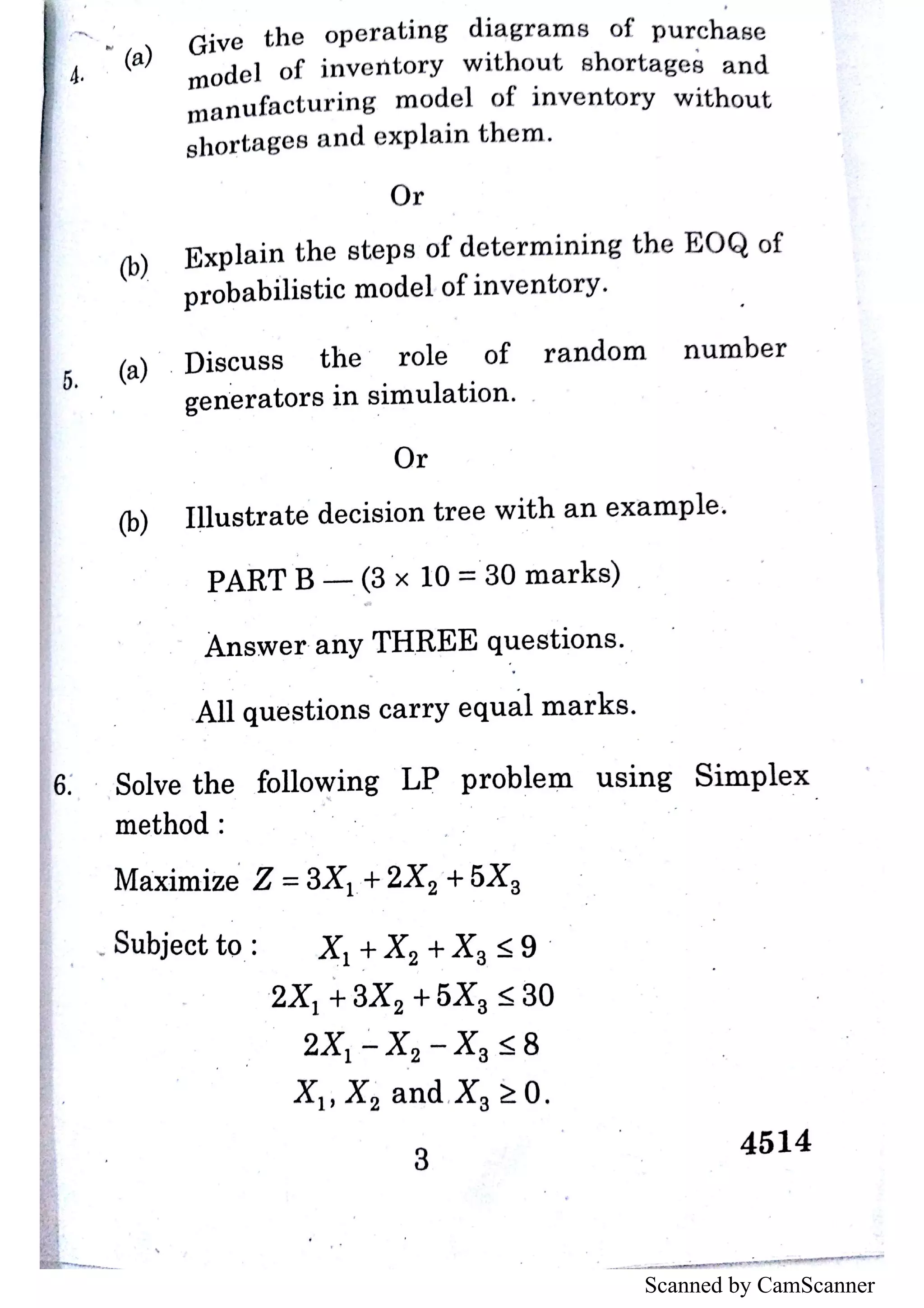Bharathiar University - MBA Question Paper - Quantitative Techniques ...