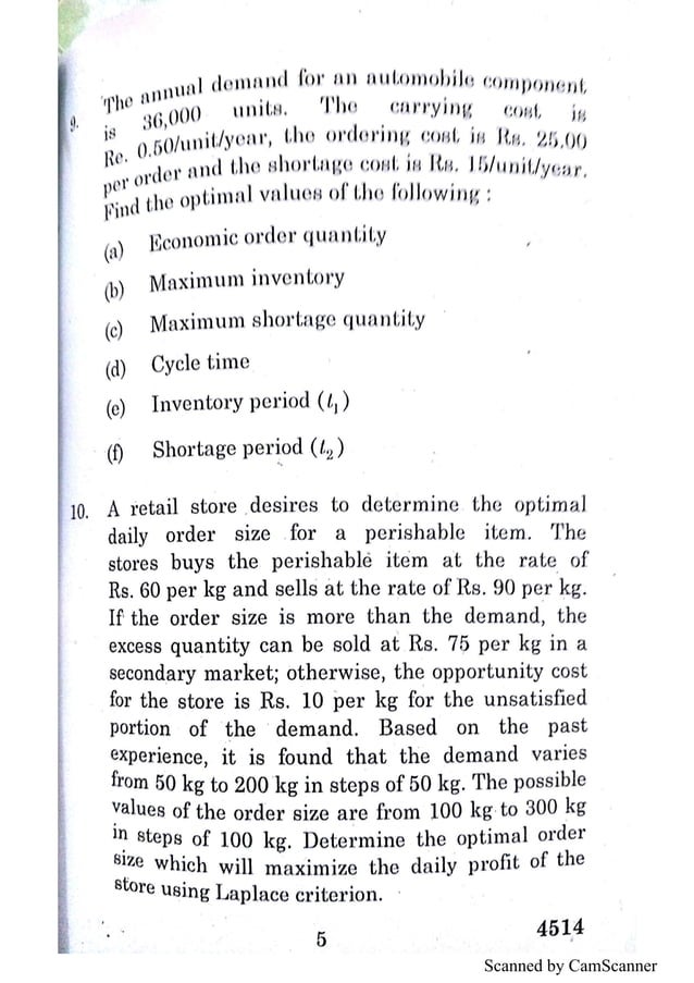 Bharathiar University - MBA Question Paper - Quantitative Techniques ...
